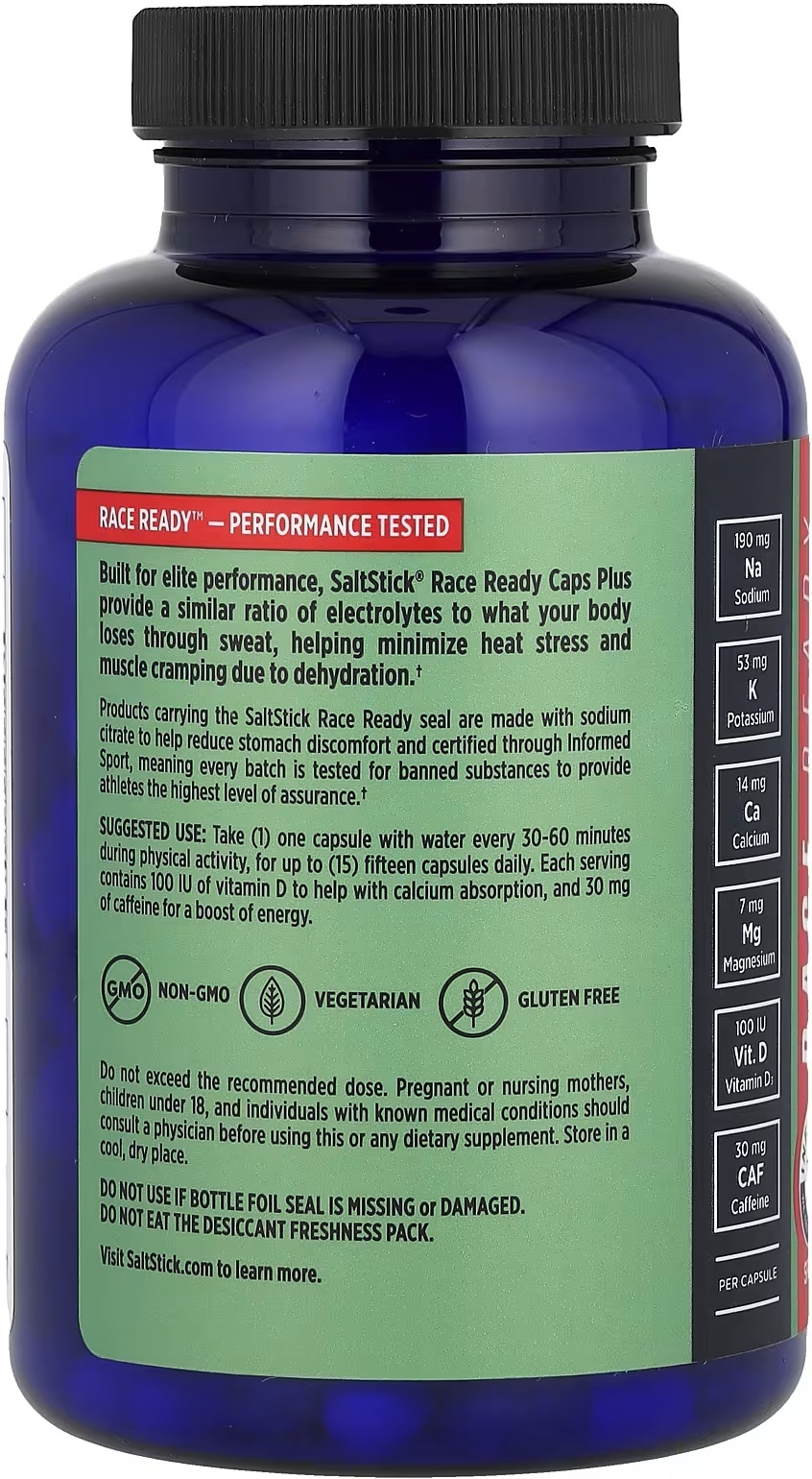 SaltStick Electrolyte Capsules Plus Caffeine | Sporty's Health